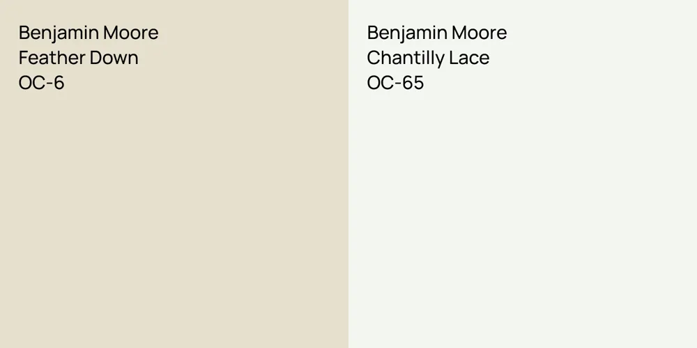 Benjamin Moore Feather Down vs. Benjamin Moore Chantilly Lace comparison