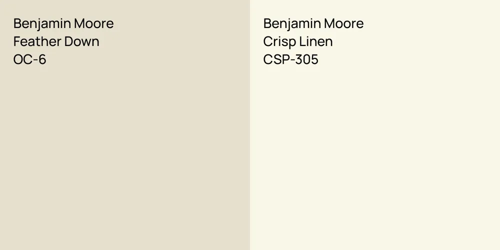 Benjamin Moore Feather Down vs. Benjamin Moore Crisp Linen comparison