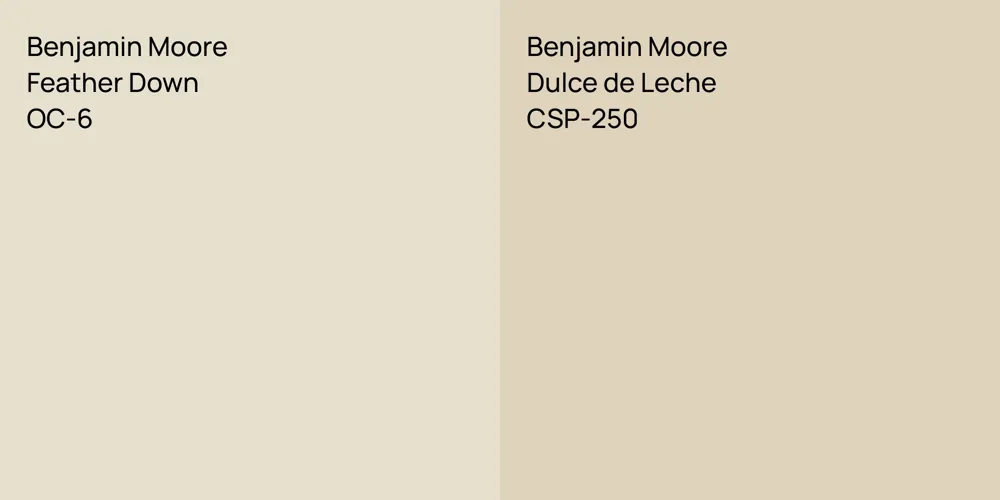 Benjamin Moore Feather Down vs. Benjamin Moore Dulce de Leche comparison