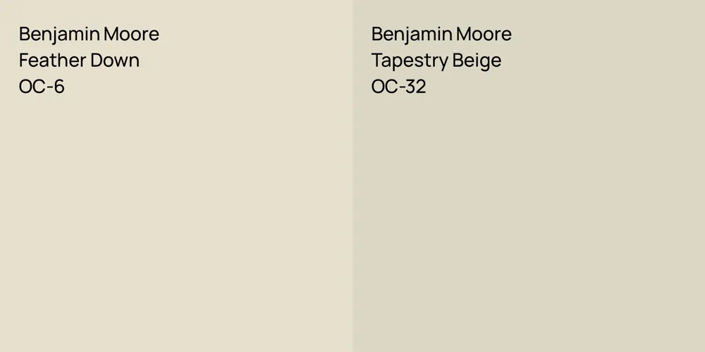 Benjamin Moore Feather Down vs. Benjamin Moore Tapestry Beige comparison