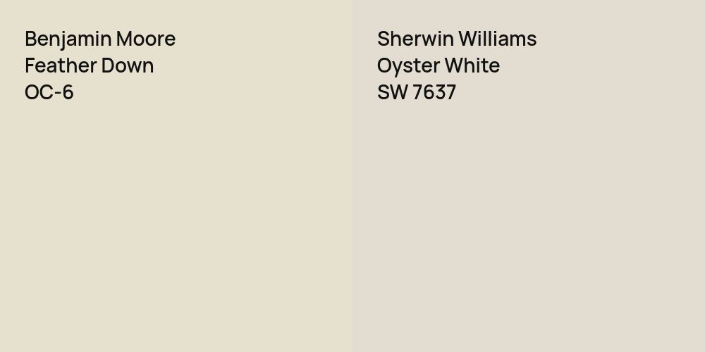Benjamin Moore Feather Down vs. Sherwin Williams Oyster White comparison