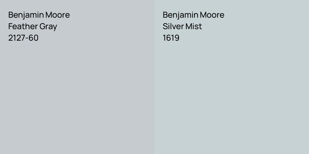 Benjamin Moore Feather Gray vs. Benjamin Moore Silver Mist comparison