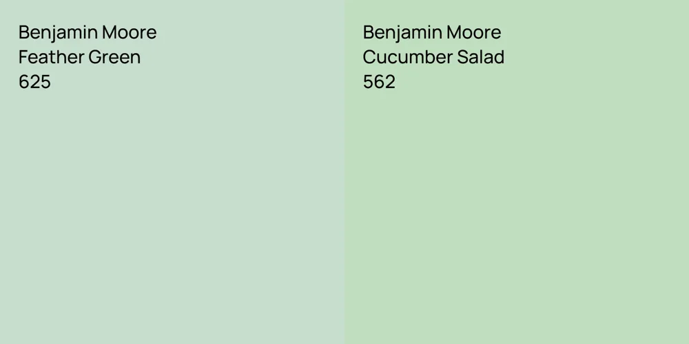 Benjamin Moore Feather Green vs. Benjamin Moore Cucumber Salad comparison