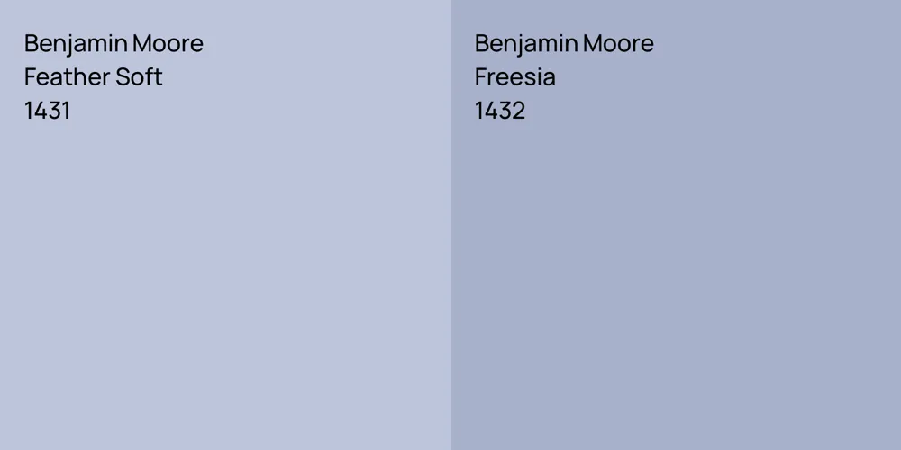 Benjamin Moore Feather Soft vs. Benjamin Moore Freesia comparison