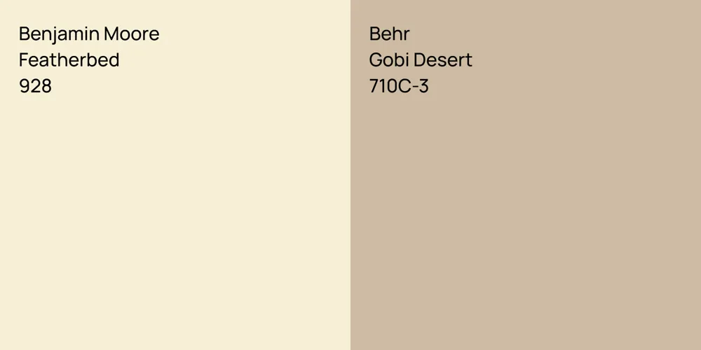 Benjamin Moore Featherbed vs. Behr Gobi Desert comparison
