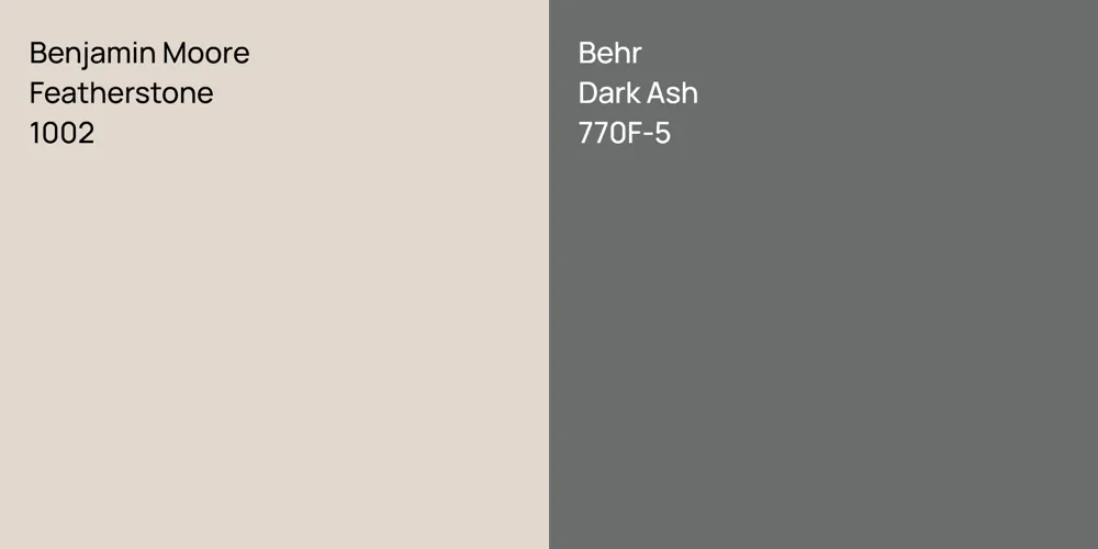 Benjamin Moore Featherstone vs. Behr Dark Ash comparison
