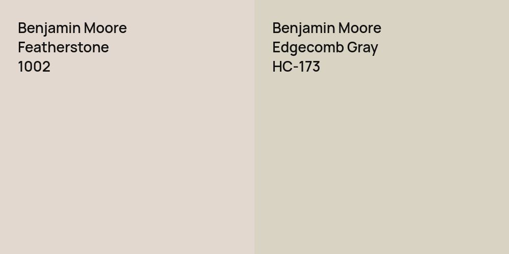 Benjamin Moore Featherstone vs. Benjamin Moore Edgecomb Gray comparison