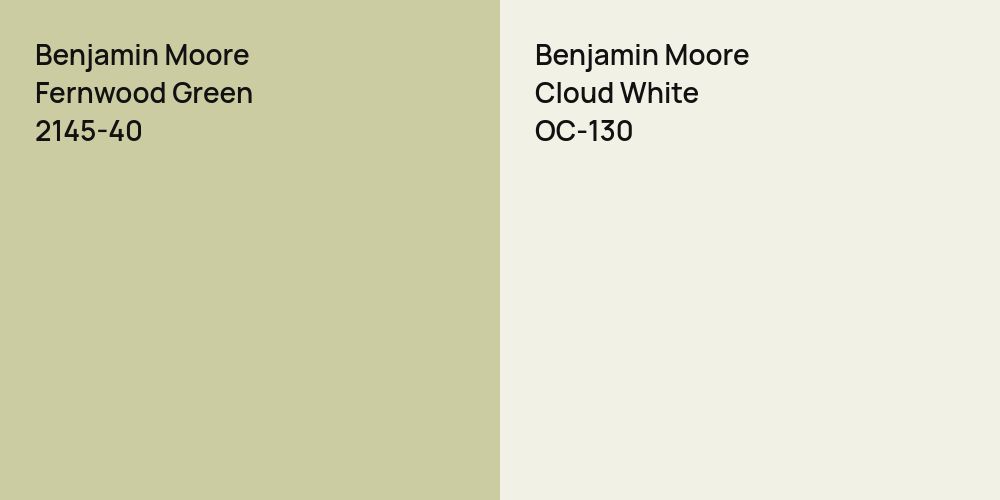 Benjamin Moore Fernwood Green vs. Benjamin Moore Cloud White comparison