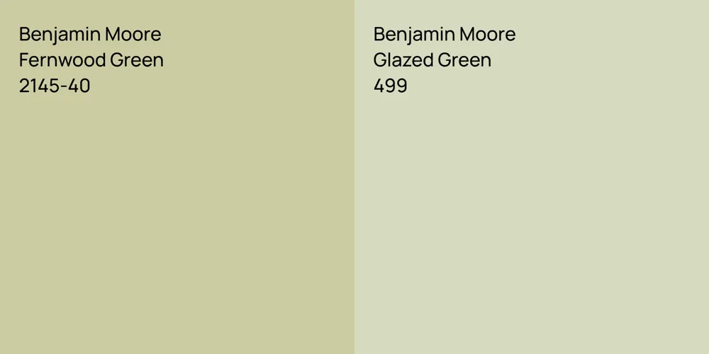 Benjamin Moore Fernwood Green vs. Benjamin Moore Glazed Green comparison