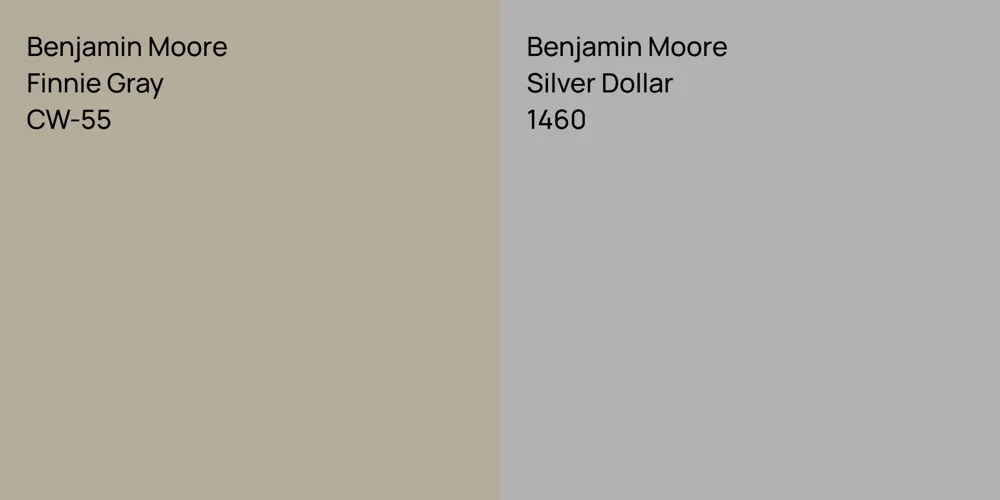 Benjamin Moore Finnie Gray vs. Benjamin Moore Silver Dollar comparison