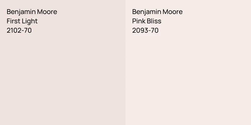 Benjamin Moore First Light vs. Benjamin Moore Pink Bliss comparison