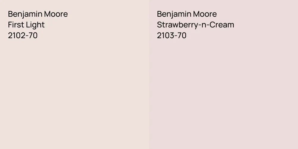 Benjamin Moore First Light vs. Benjamin Moore Strawberry-n-Cream comparison