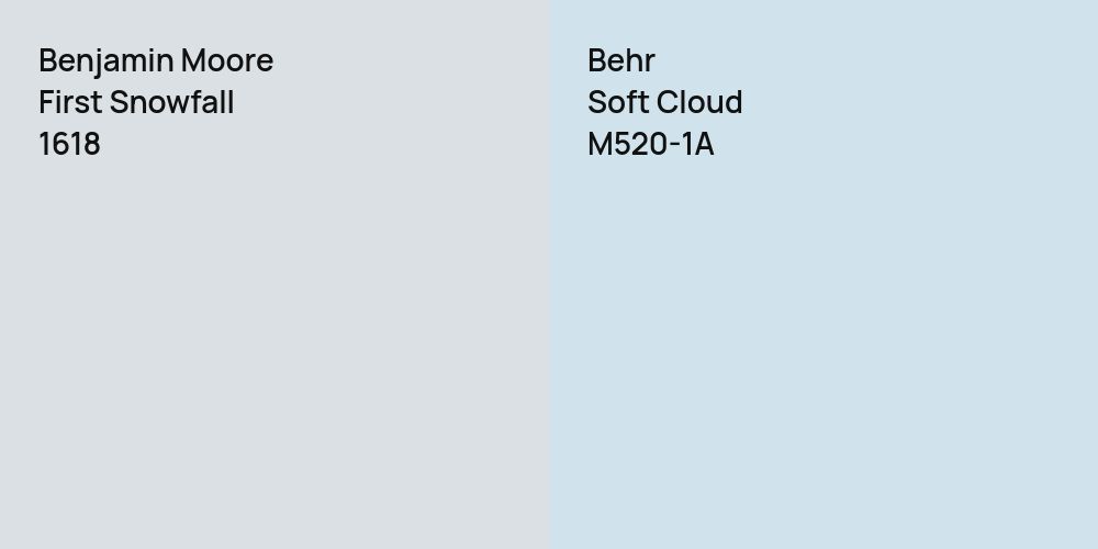 Benjamin Moore First Snowfall vs. Behr Soft Cloud comparison
