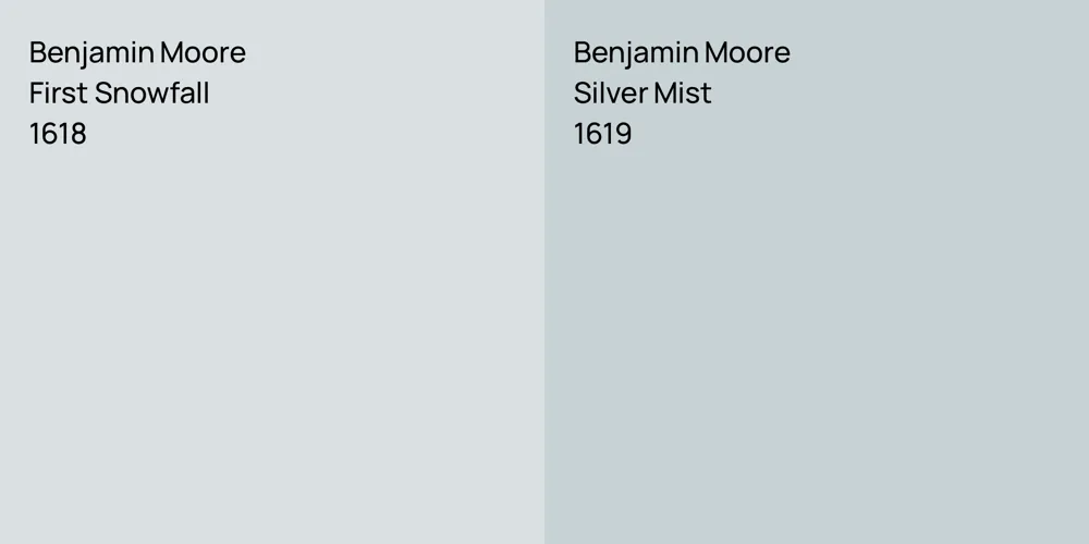 Benjamin Moore First Snowfall vs. Benjamin Moore Silver Mist comparison