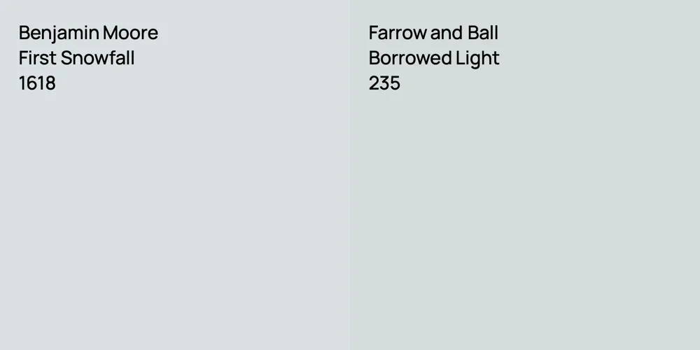Benjamin Moore First Snowfall vs. Farrow and Ball Borrowed Light comparison
