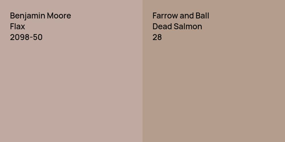 Benjamin Moore Flax vs. Farrow and Ball Dead Salmon comparison