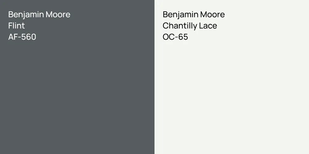 Benjamin Moore Flint vs. Benjamin Moore Chantilly Lace comparison