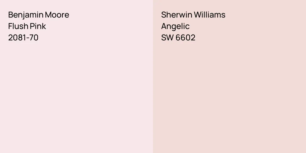 Benjamin Moore Flush Pink vs. Sherwin Williams Angelic comparison