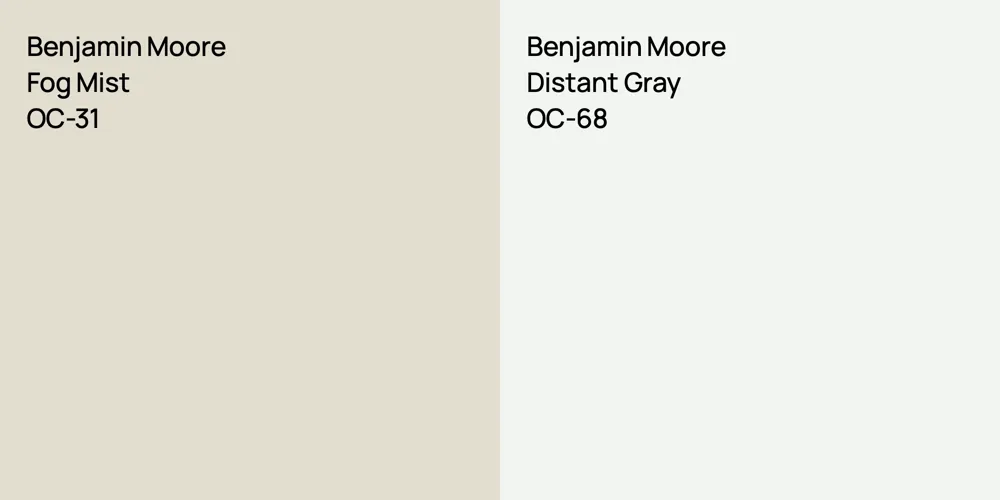 Benjamin Moore Fog Mist vs. Benjamin Moore Distant Gray comparison