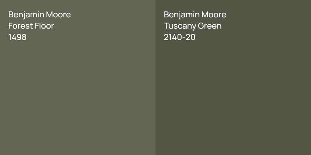 Benjamin Moore Forest Floor vs. Benjamin Moore Tuscany Green comparison