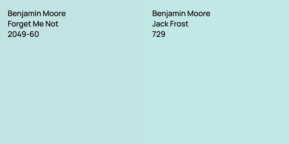Benjamin Moore Forget Me Not vs. Benjamin Moore Jack Frost comparison