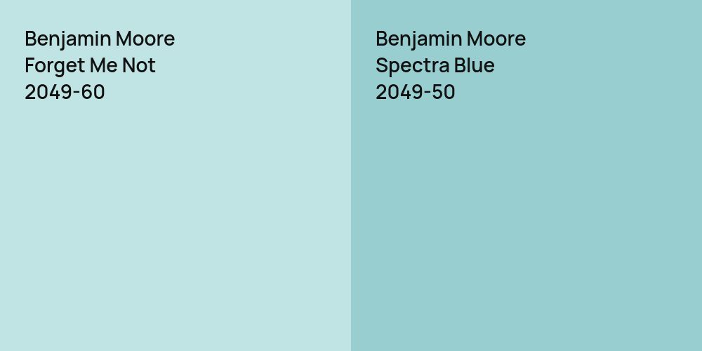 Benjamin Moore Forget Me Not vs. Benjamin Moore Spectra Blue comparison