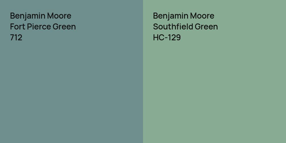Benjamin Moore Fort Pierce Green vs. Benjamin Moore Southfield Green comparison