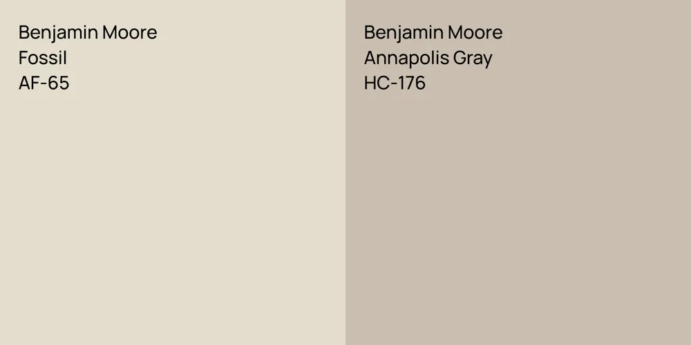 Benjamin Moore Fossil vs. Benjamin Moore Annapolis Gray comparison