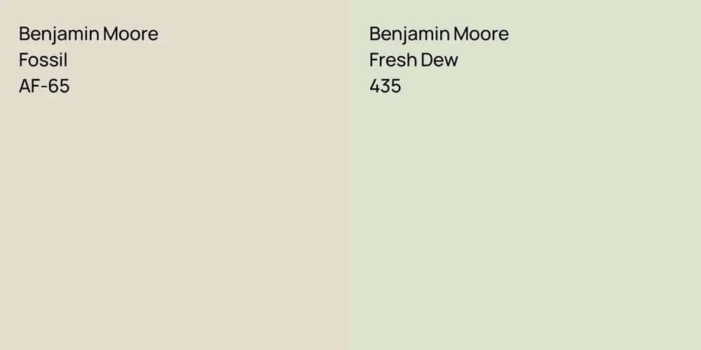 Benjamin Moore Fossil vs. Benjamin Moore Fresh Dew comparison
