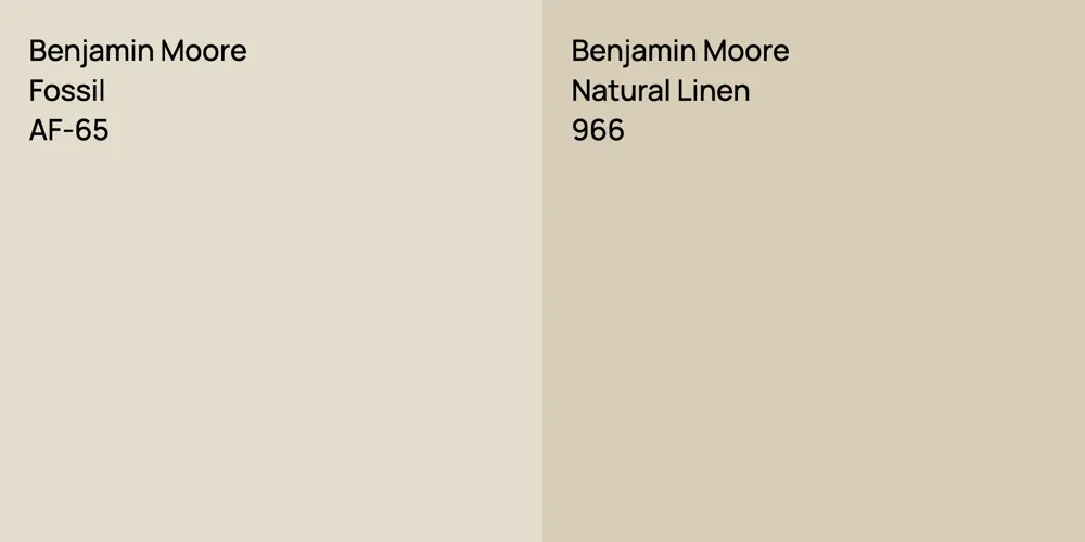 Benjamin Moore Fossil vs. Benjamin Moore Natural Linen comparison