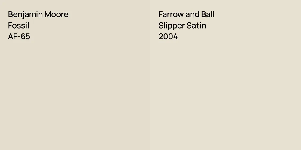 Benjamin Moore Fossil vs. Farrow and Ball Slipper Satin comparison