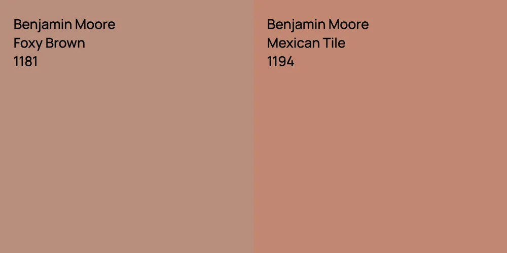 Benjamin Moore Foxy Brown vs. Benjamin Moore Mexican Tile comparison