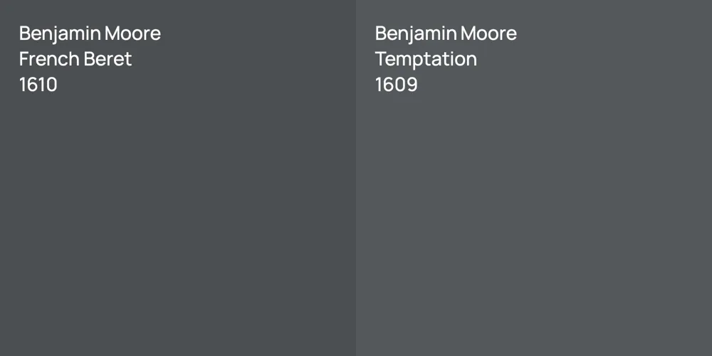 Benjamin Moore French Beret vs. Benjamin Moore Temptation comparison