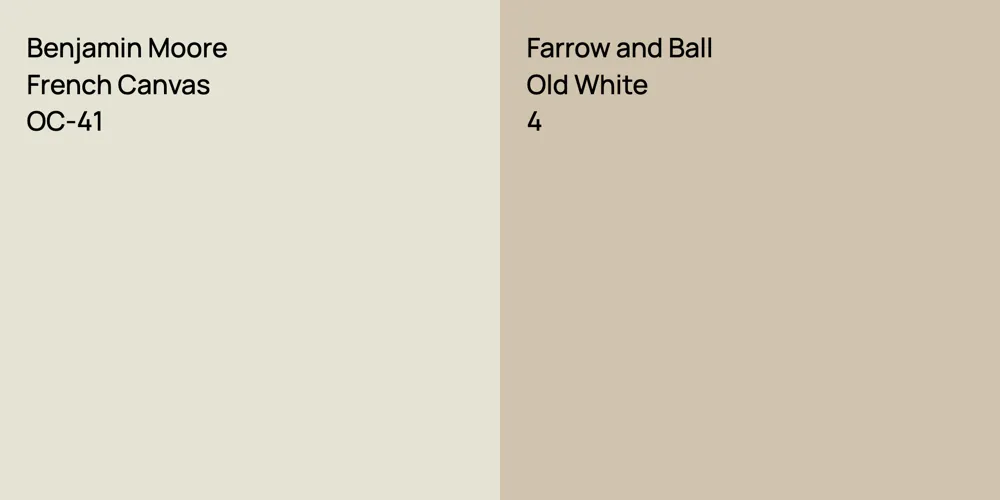 Benjamin Moore French Canvas vs. Farrow and Ball Old White comparison