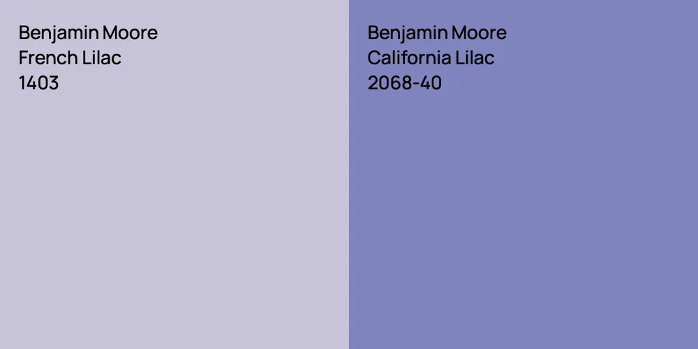 Benjamin Moore French Lilac vs. Benjamin Moore California Lilac comparison