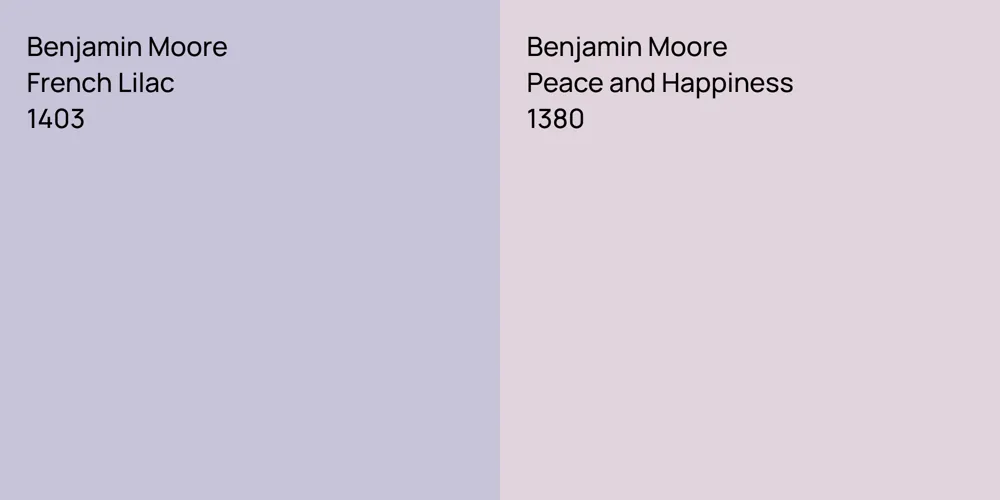 Benjamin Moore French Lilac vs. Benjamin Moore Peace and Happiness ...