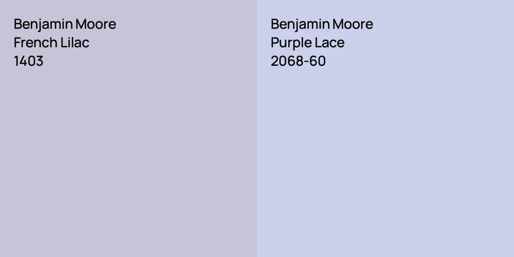 Benjamin Moore French Lilac vs. Benjamin Moore Purple Lace comparison