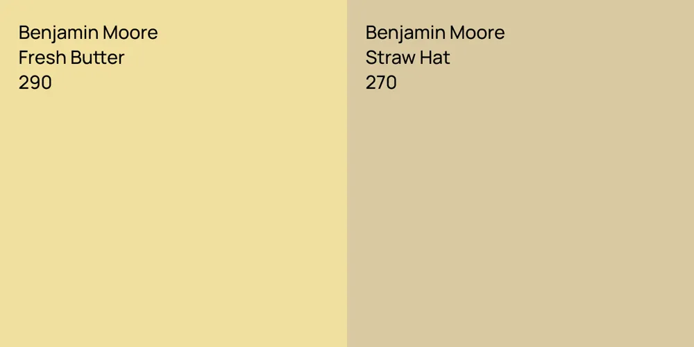 Benjamin Moore Fresh Butter vs. Benjamin Moore Straw Hat comparison