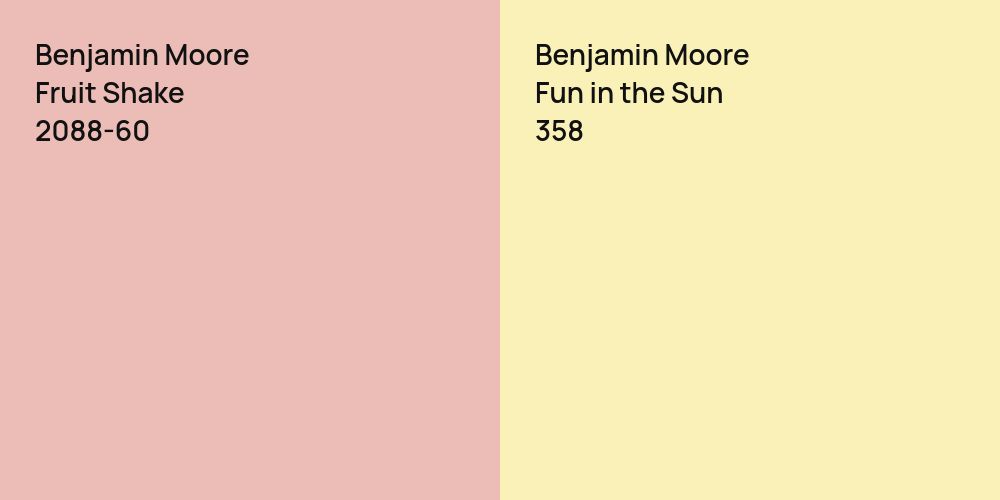 Benjamin Moore Fruit Shake vs. Benjamin Moore Fun in the Sun comparison