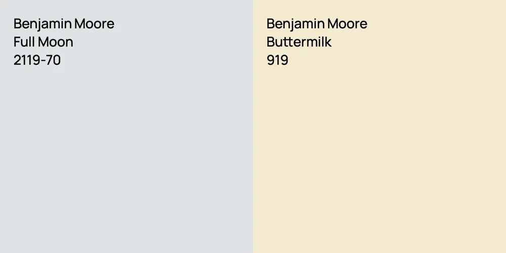 Benjamin Moore Full Moon vs. Benjamin Moore Buttermilk comparison