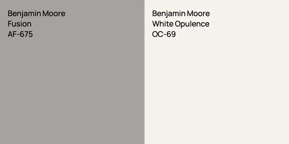 Benjamin Moore Fusion vs. Benjamin Moore White Opulence comparison