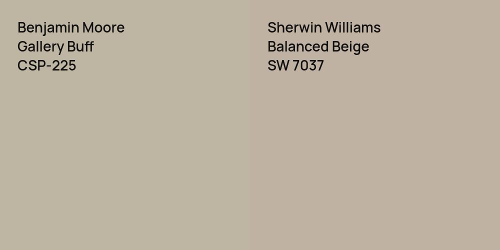 Benjamin Moore Gallery Buff vs. Sherwin Williams Balanced Beige comparison