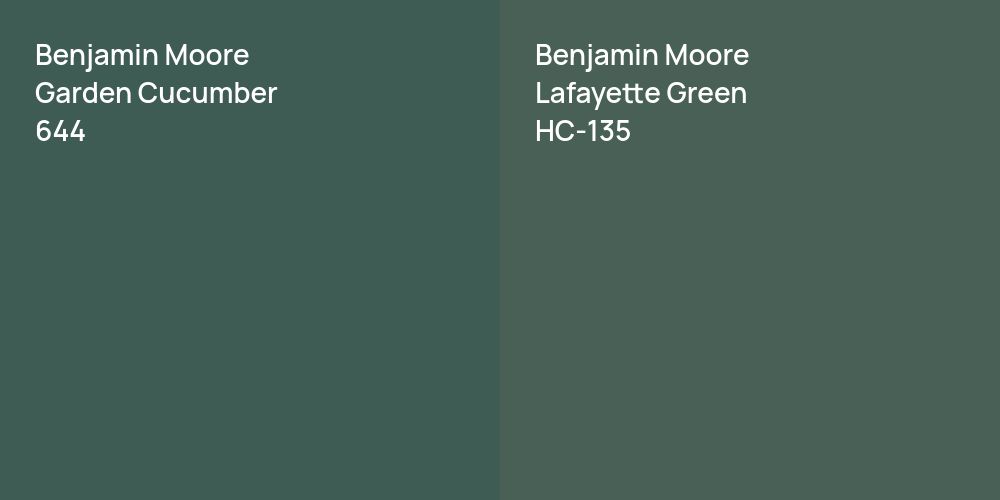 Benjamin Moore Garden Cucumber vs. Benjamin Moore Lafayette Green ...
