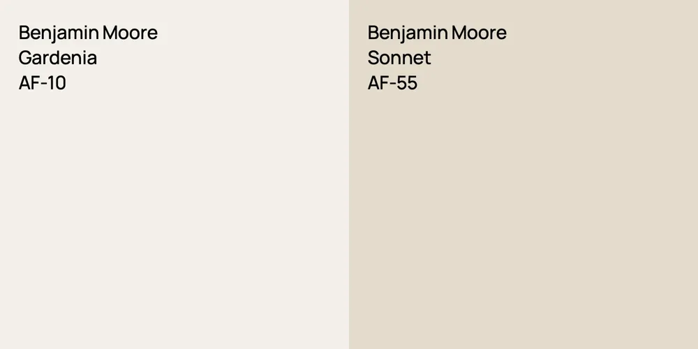 Benjamin Moore Gardenia vs. Benjamin Moore Sonnet comparison