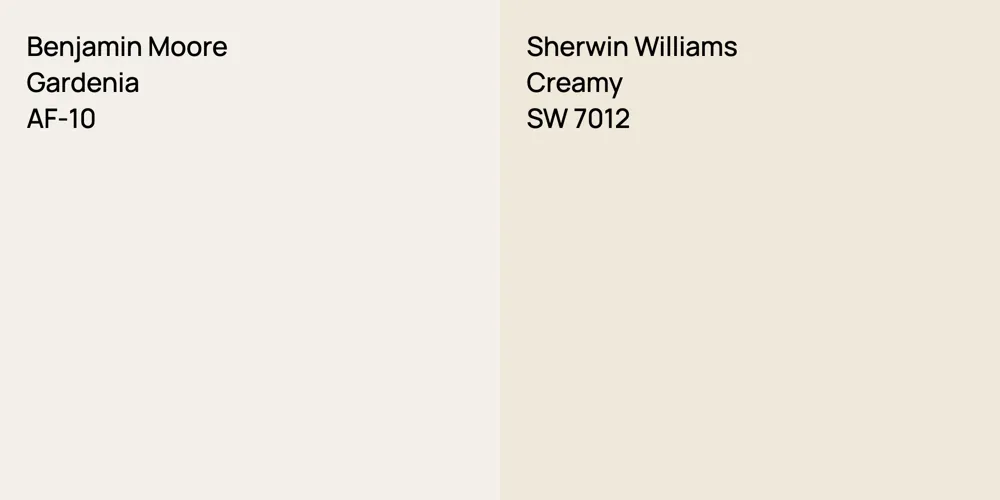 Benjamin Moore Gardenia vs. Sherwin Williams Creamy comparison