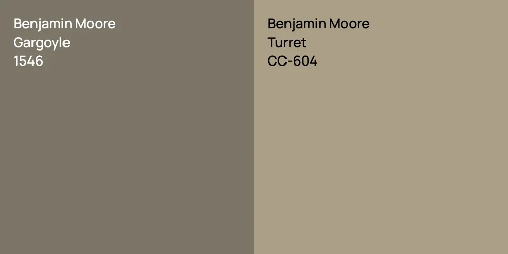 Benjamin Moore Gargoyle vs. Benjamin Moore Turret comparison