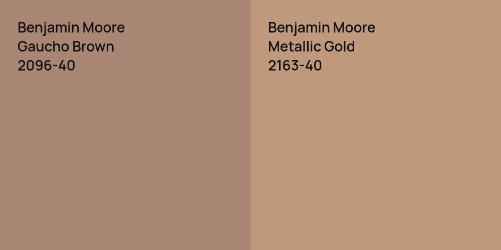 Benjamin Moore Gaucho Brown vs. Benjamin Moore Metallic Gold comparison