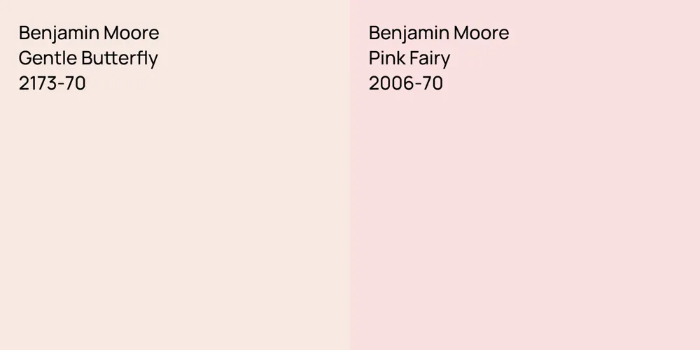 Benjamin Moore Gentle Butterfly vs. Benjamin Moore Pink Fairy comparison