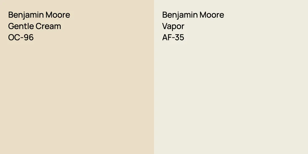 Benjamin Moore Gentle Cream vs. Benjamin Moore Vapor comparison