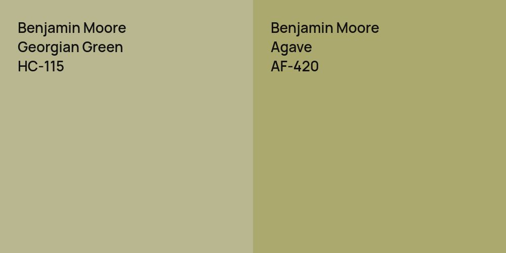 Benjamin Moore Georgian Green vs. Benjamin Moore Agave comparison